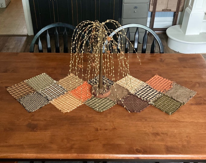 Primitive Fall Rag Table Runner, Diamond Pattern - Etsy