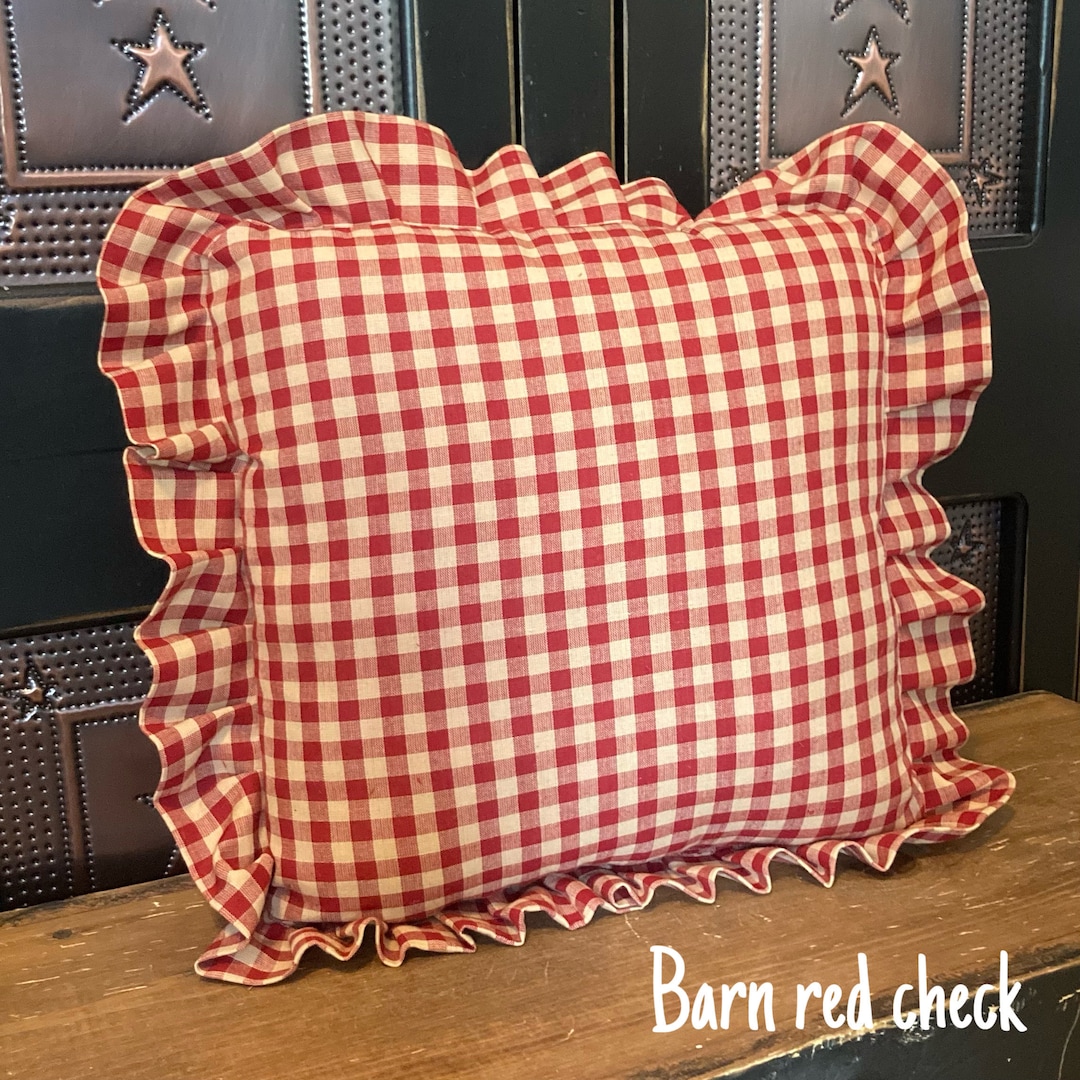 Farmhouse Ruffled Throw Pillow, Primitive Pillow - Etsy