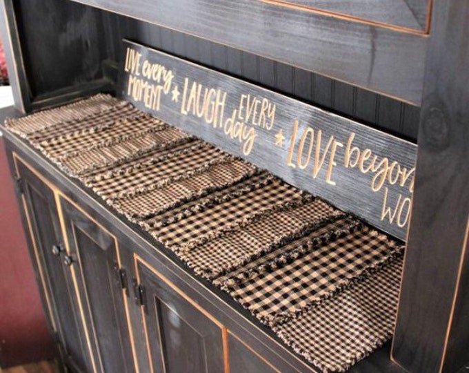 Primitive Rag Strip Table Runner, Black and Tan - Etsy