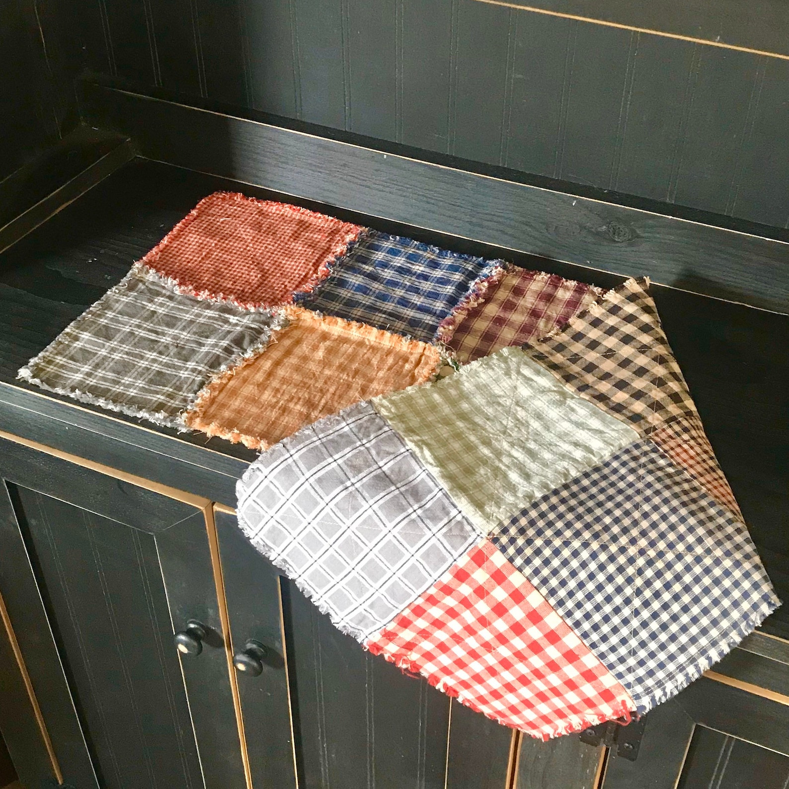 Primitive Rag Table Runner Random Colors - Etsy