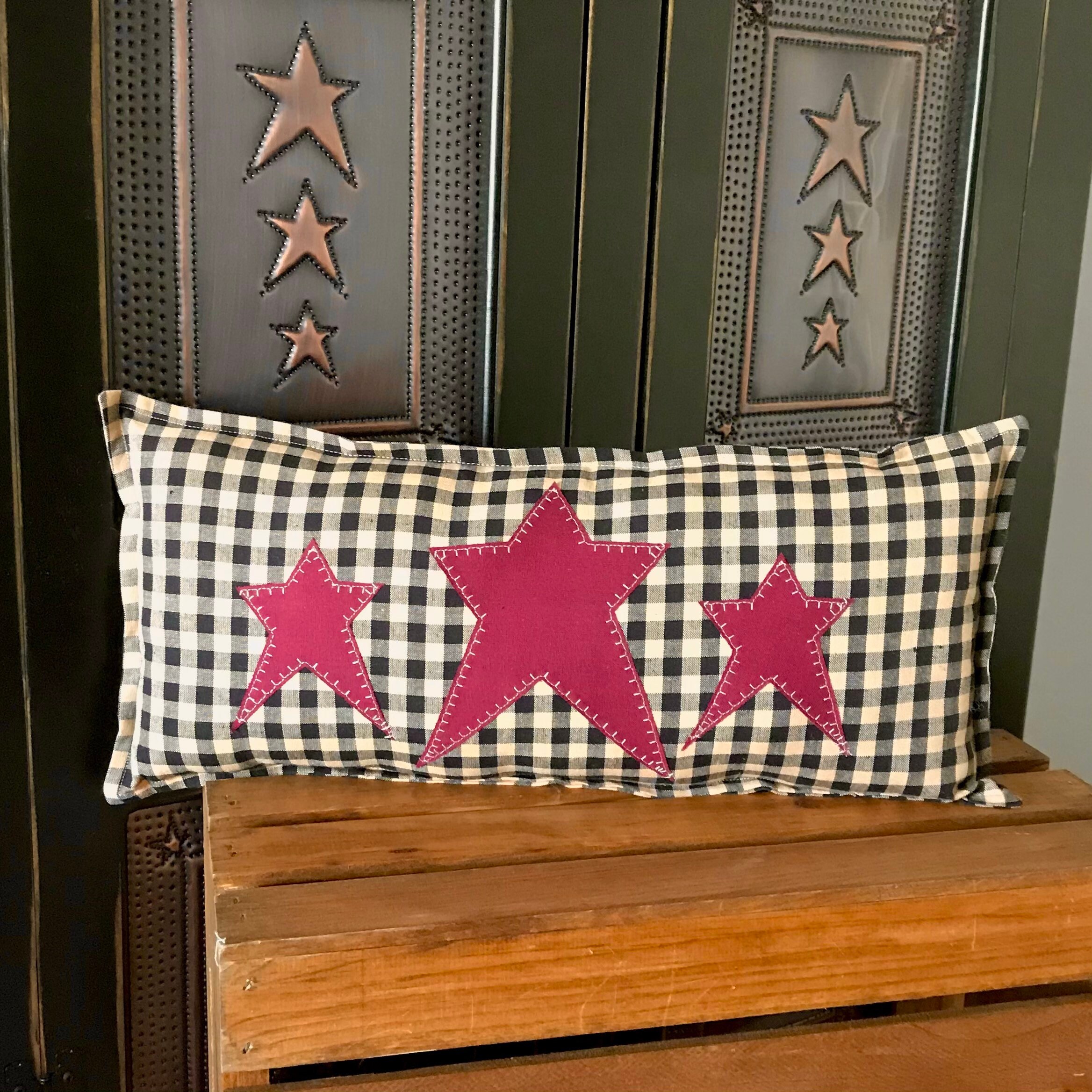 Primitive Lumbar Pillow with 3 Stars country throw pillow | Etsy