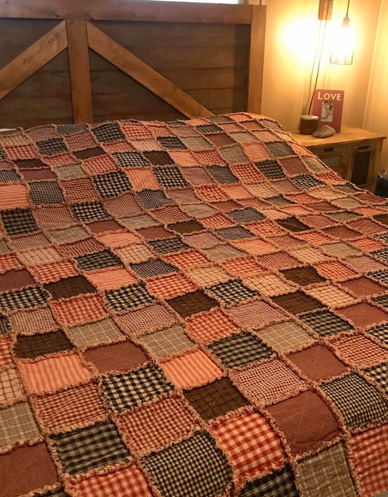 Primitive Rag Quilt Patchwork Quilt Choose Size - Etsy