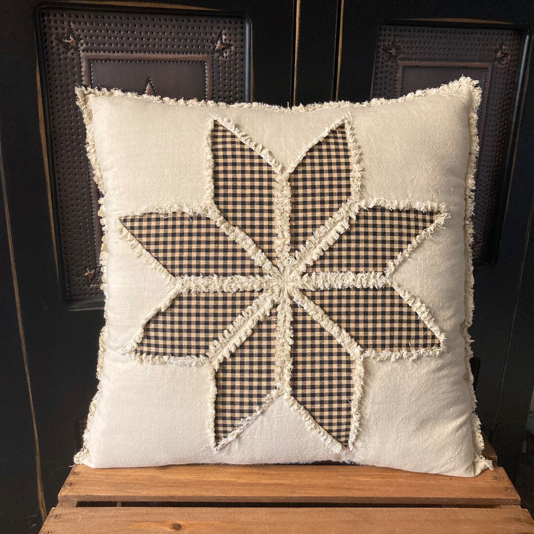 Primitive 8 Point Star Rag Pillow - Etsy