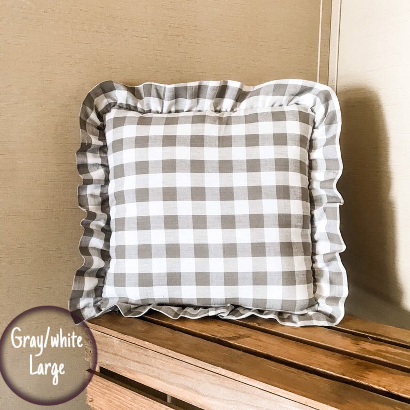 Farmhouse Ruffled Throw Pillow, Primitive Pillow - Etsy