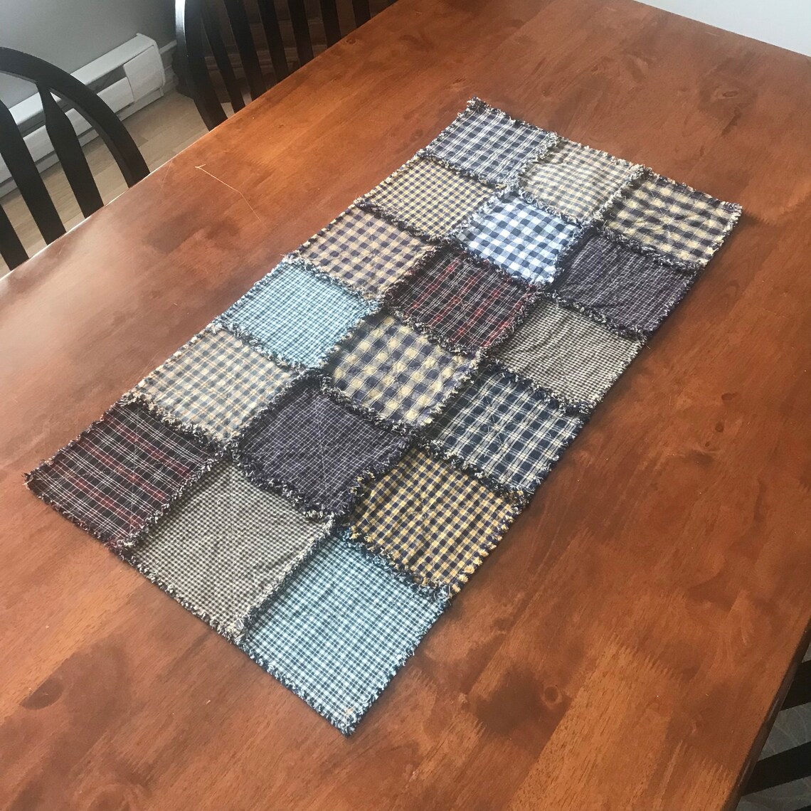 Primitive Rag Table Runner, Blue Fabrics - Etsy