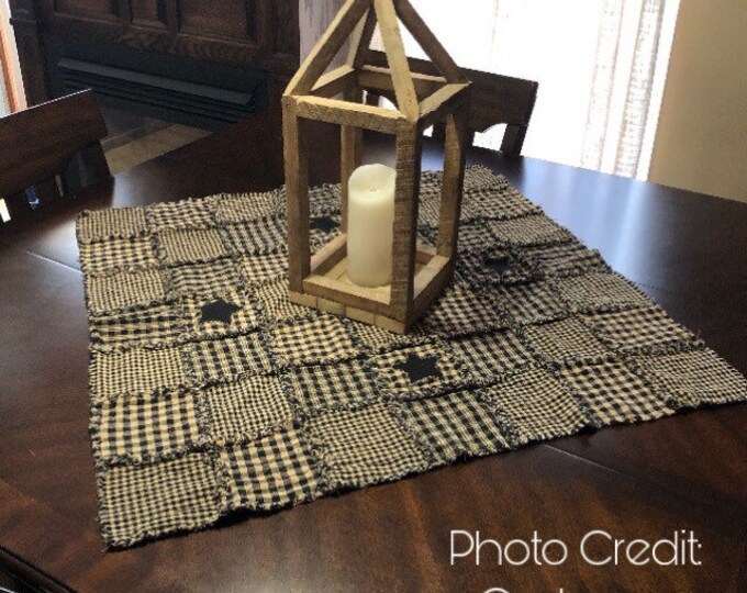 Primitive Rag Square Table Topper, Black and Tan - Etsy
