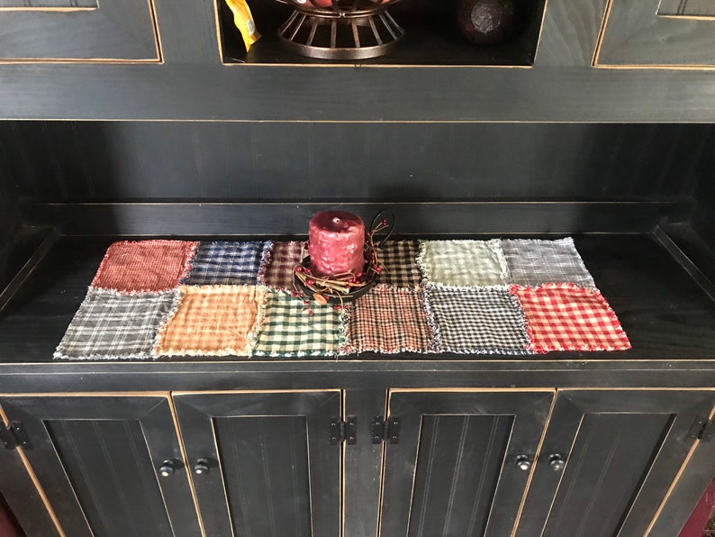 Primitive Rag Table Runner Random Colors | Etsy