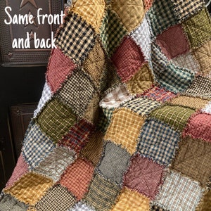 Primitive Rag Quilt, Patchwork Quilt, Traditional Style - Etsy