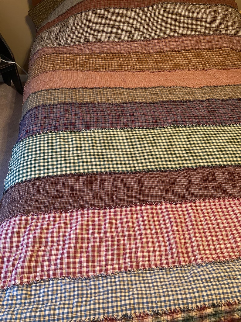 Primitive Rag Strip Quilt - Etsy