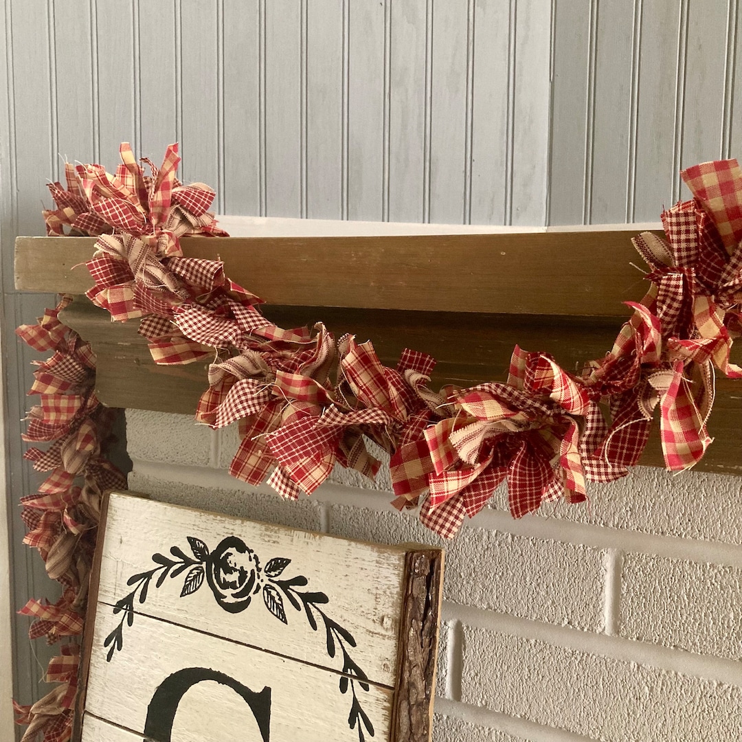 Primitive Rag Garland, Valentine Garland, Americana Garland, Easter ...