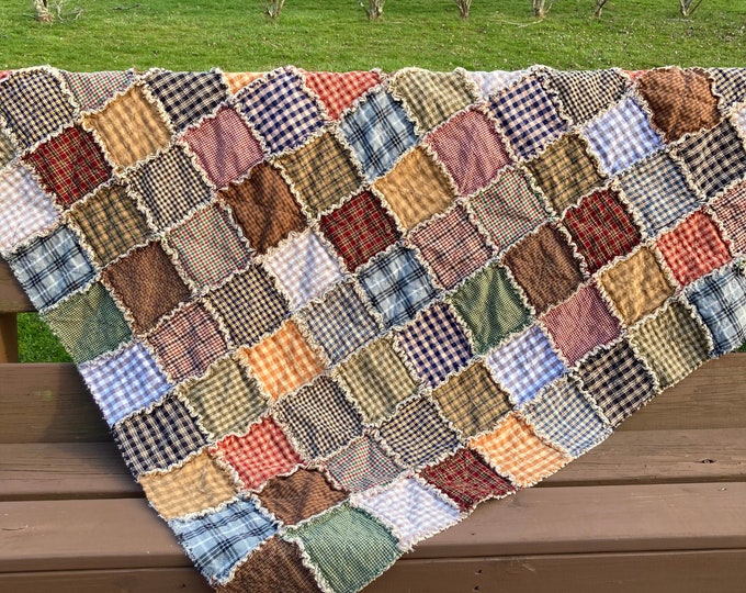 Country Primitive Farm House Charm Homespun Patchwork Rag Quilt - Etsy