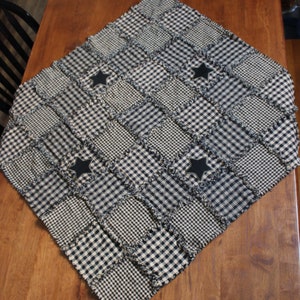 Primitive Rag Square Table Topper, Black and Tan - Etsy