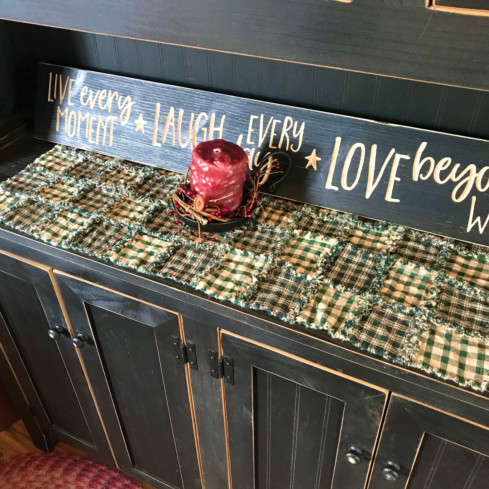 Primitive Rag Table Runner, Small Squares, Choose Fabrics - Etsy