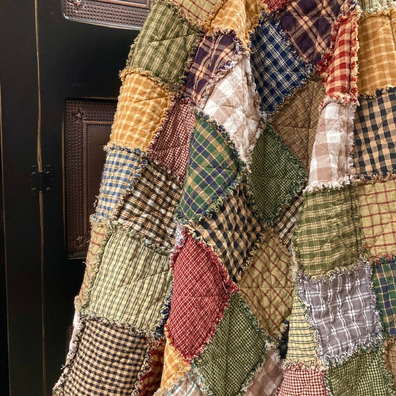 Primitive Rag Quilt Patchwork Quilt Traditional Style - Etsy