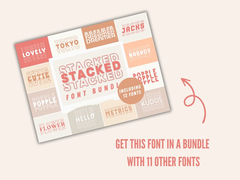 Cutie Stacked Font Vintage Fonts 70s Font Procreate T-shirt Font Retro ...