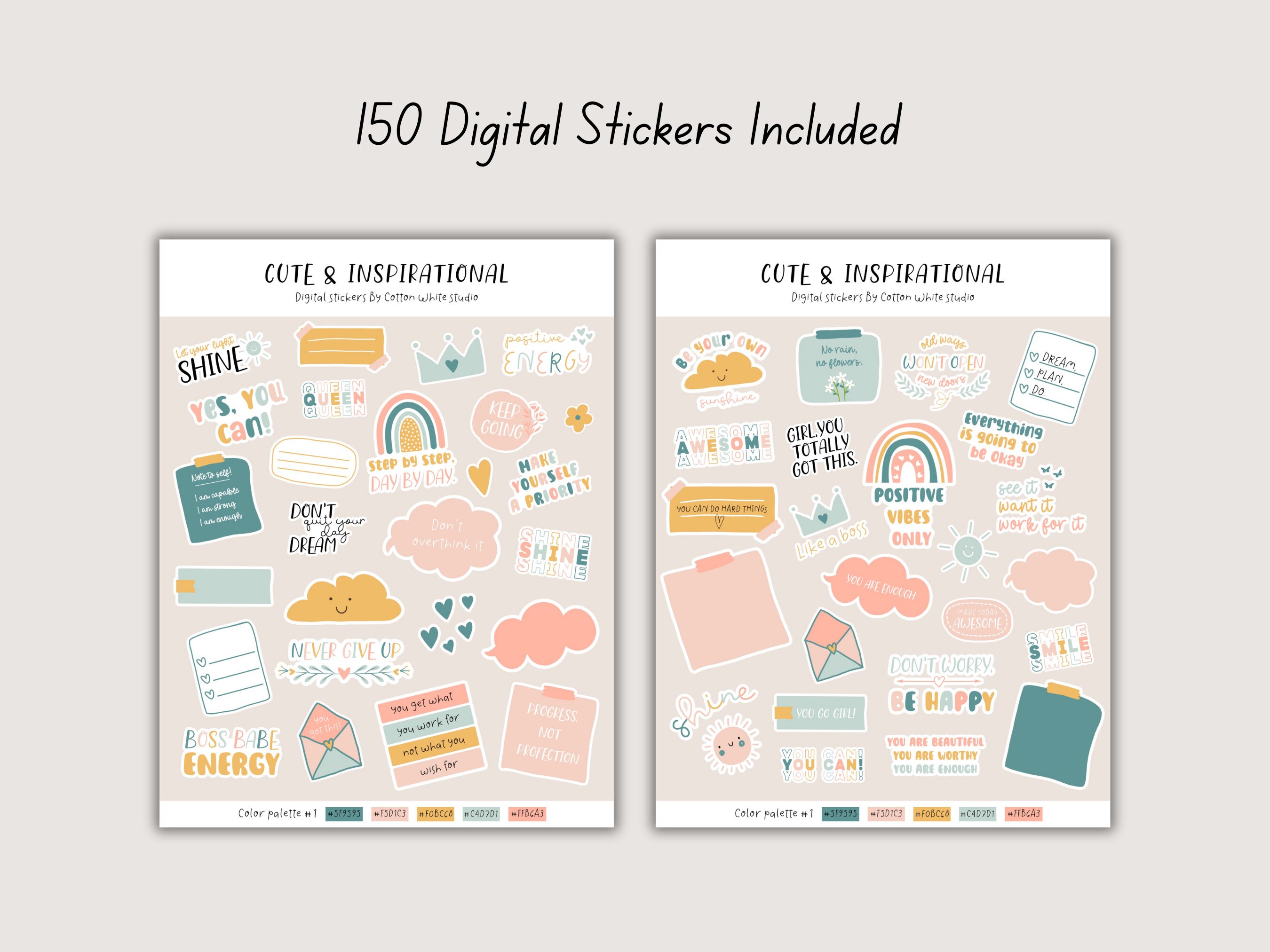 Cute & inspirational digital stickers | Goodnotes Stickers | cute ...
