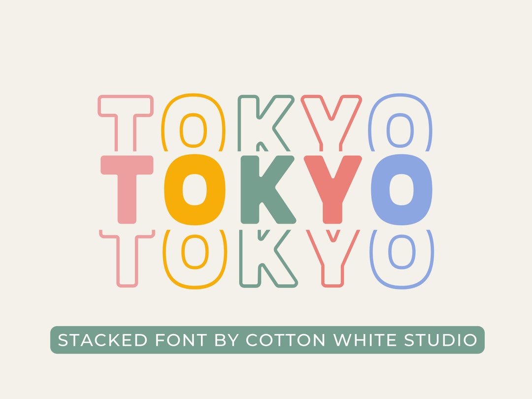Tokyo Stacked Font | Layered Fonts | Craft Font | Procreate Fonts| T ...