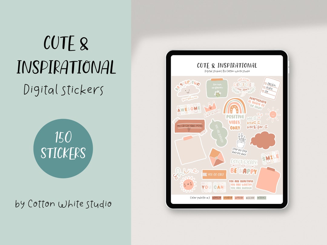 Cute & inspirational digital stickers | Goodnotes Stickers | cute ...