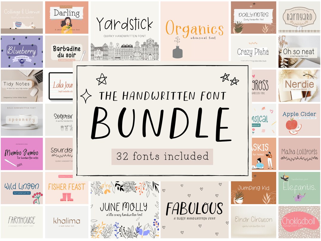The Handwritten Font Bundle | Procreate Fonts | goodnotes Fonts ...