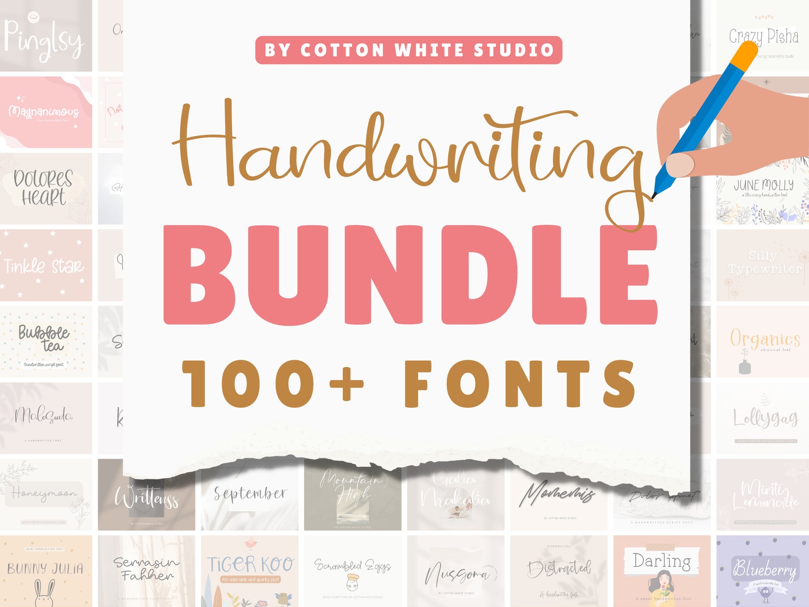 BIG Font Bundle 100+ FONTS | Procreate Fonts | Handmade Fonts | Cursive ...