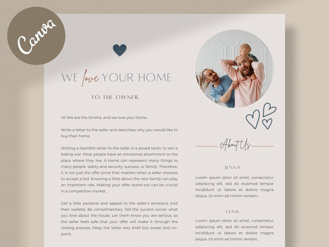 Home Buying Offer Letter Template Canva Home Offer Letter Canva Buyers ...