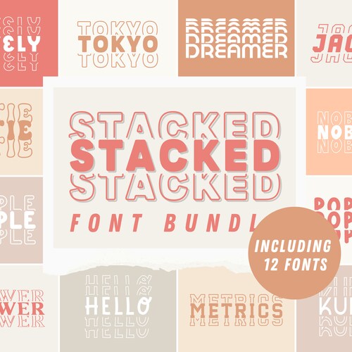 Stacked Fonts Bundle 12 Fonts Collegiate Fonts Guy Font - Etsy