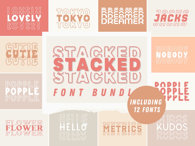 Stacked Fonts Bundle 12 Fonts Collegiate Fonts Guy Font - Etsy