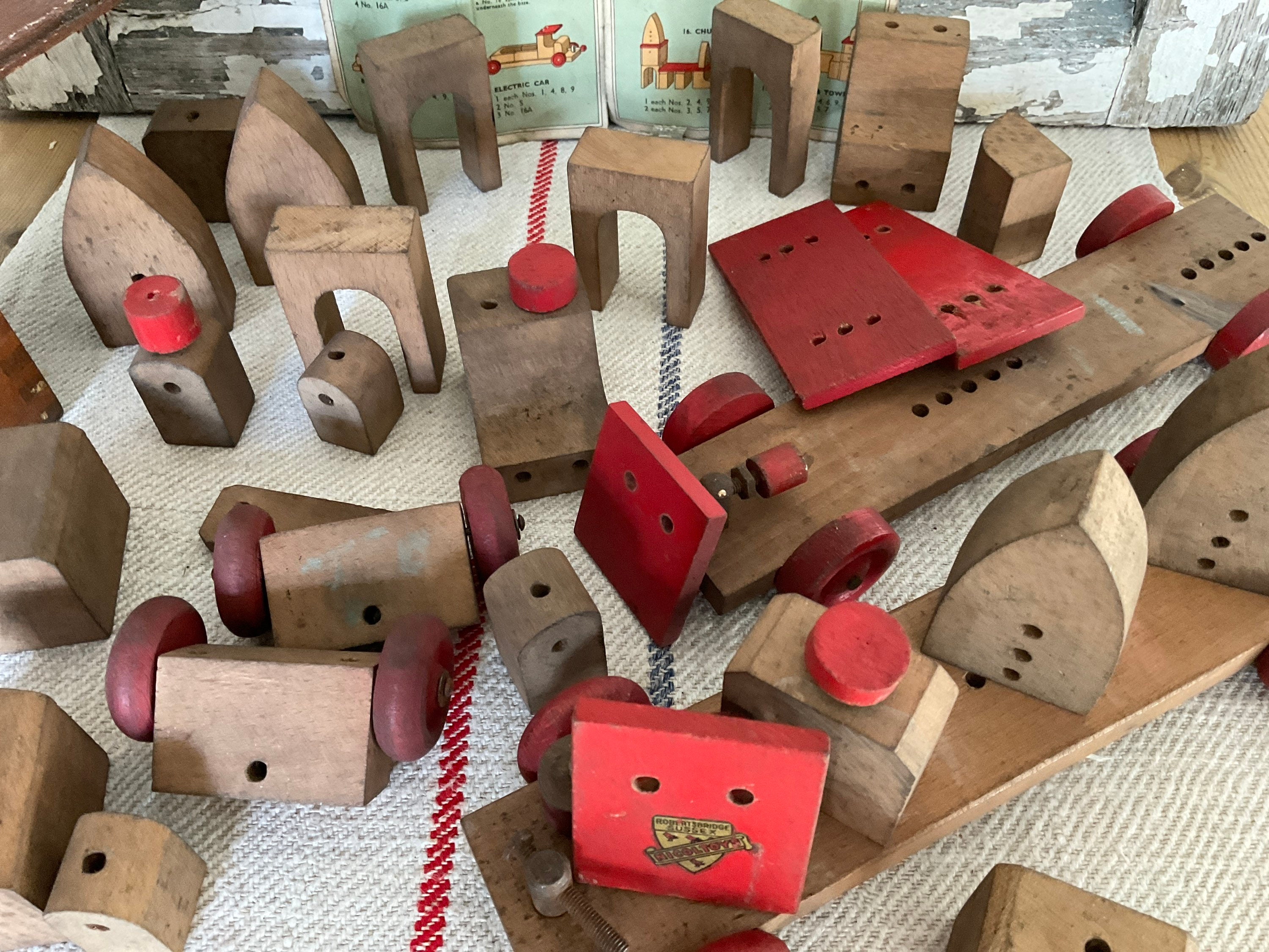 A Super Vintage Set of Wooden Building Blocks in Their Original Wooden ...