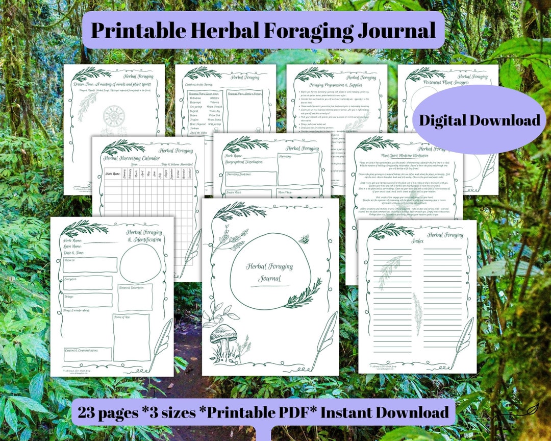 Herbal Foraging Journal: Printable, Fillable Worksheets for Herbal ...