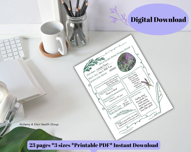 Herbal Foraging Journal: Printable, Fillable Worksheets for Herbal ...