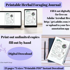 Herbal Foraging Journal: Printable, Fillable Worksheets for Herbal ...