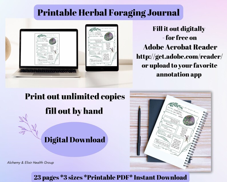 Herbal Foraging Journal: Printable, Fillable Worksheets for Herbal ...