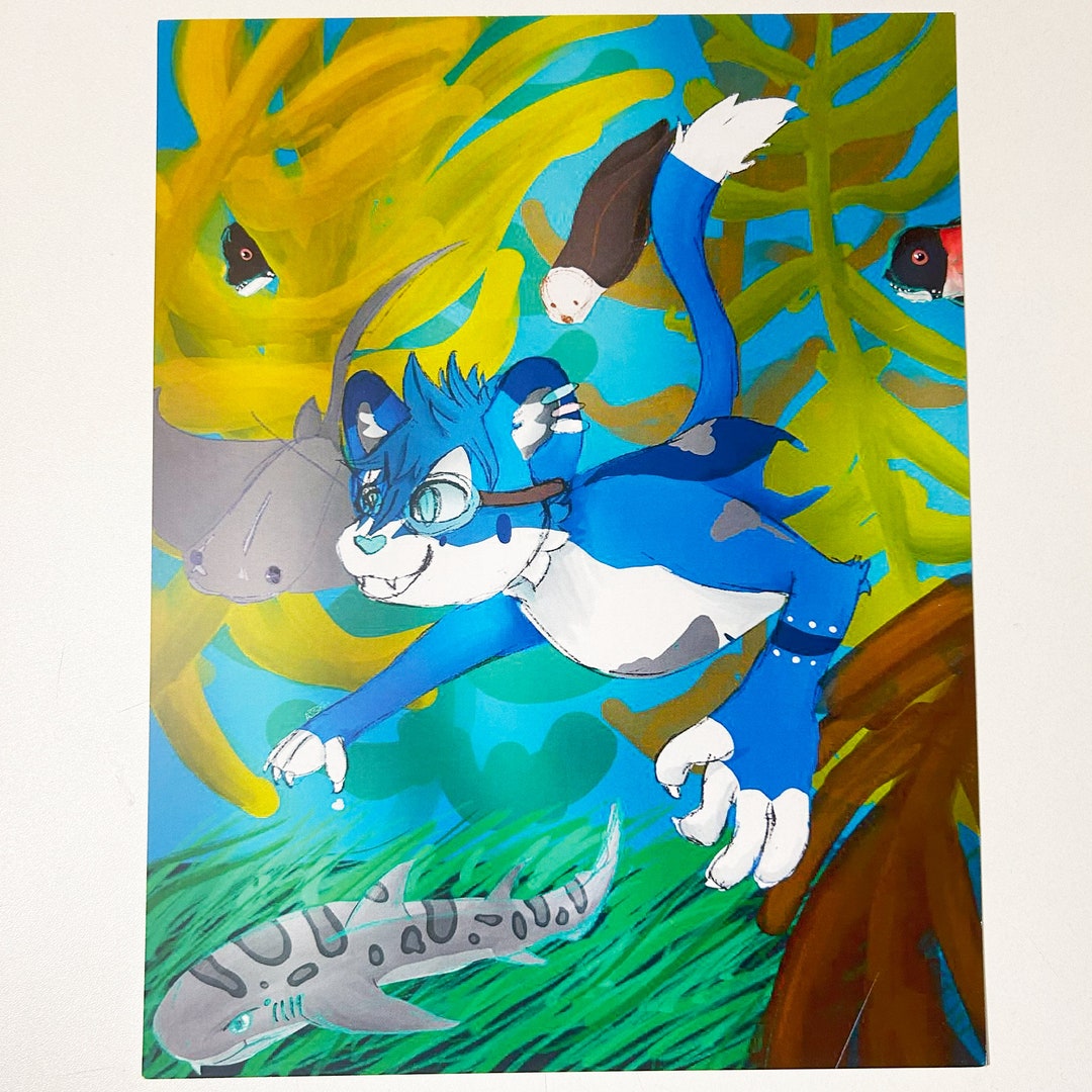 Furry Cat Ray Swimming Scuba Diving Print 8.5"x11" - Etsy