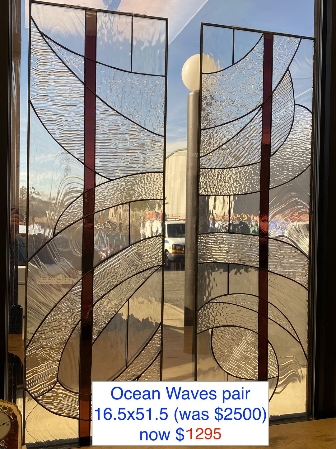 Stained Glass Ocean Waves pair - Etsy