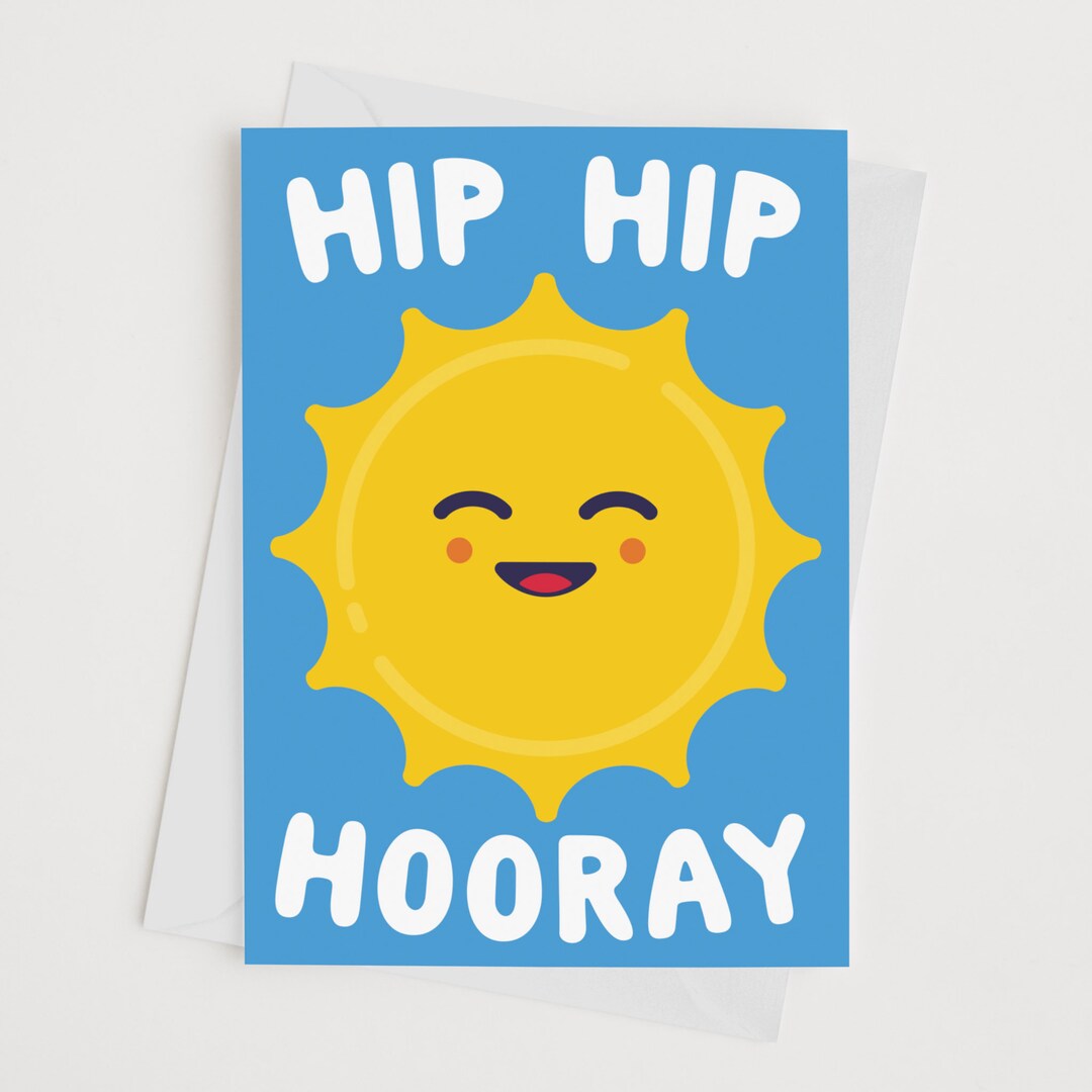 Hip Hip Hooray Happy Sun A6 Greeting Card - Etsy
