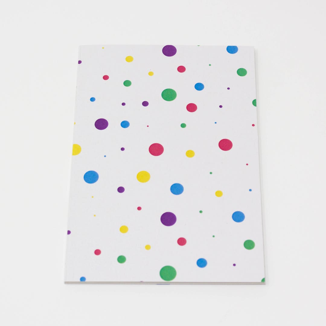 A6 Notebook - Bright Dots Design - Lined Pages From Recycled Paper - Etsy