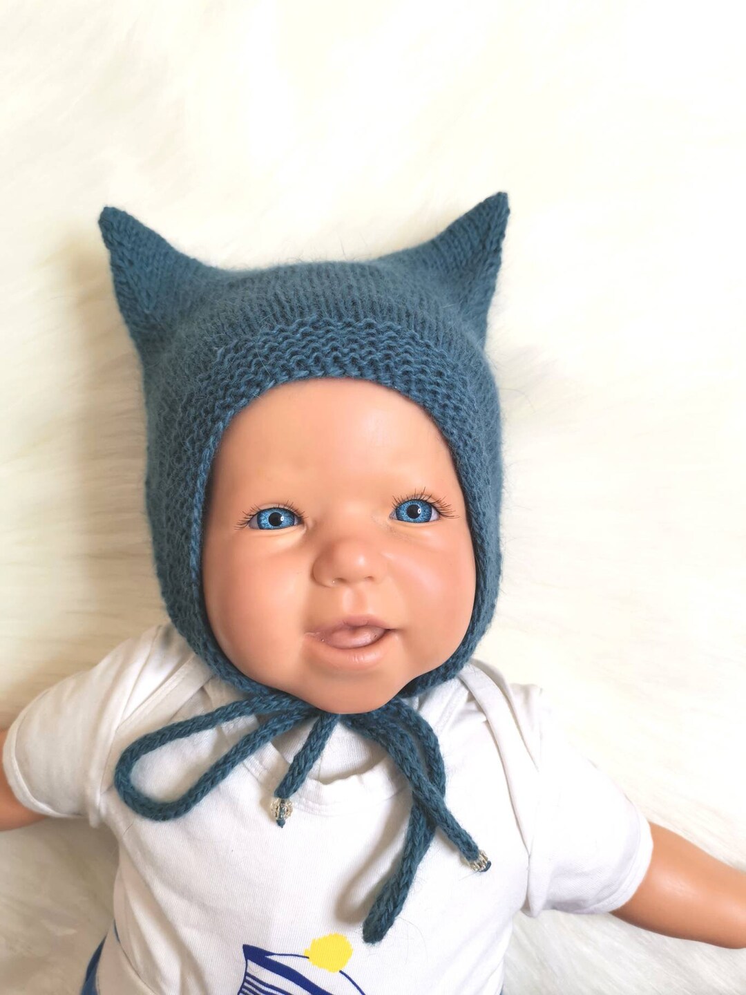 Kitty Bonnet, Baby Hat, Beanie, Cat Baby Bonnet, Baby Girl, Baby Boy ...