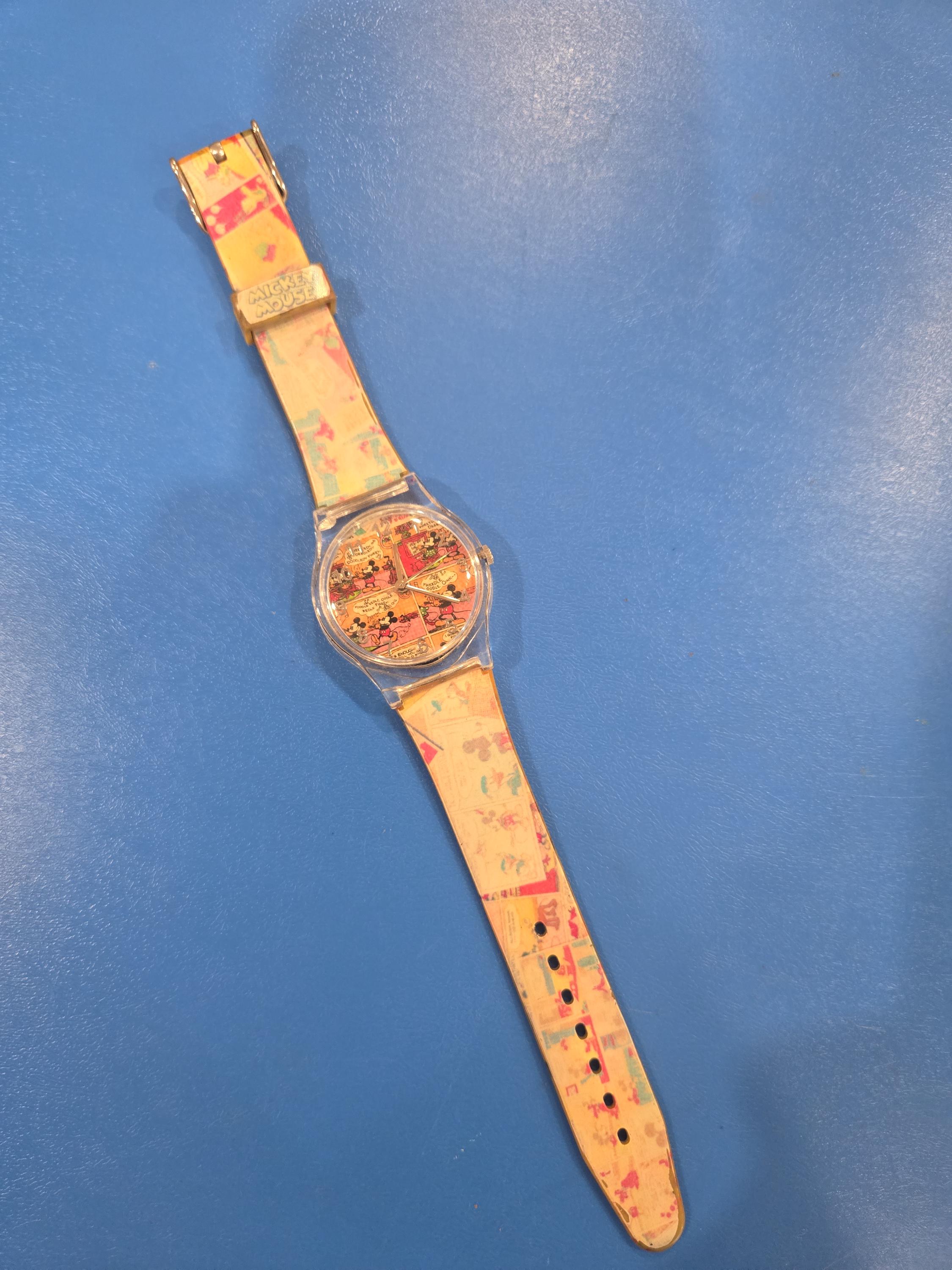Vintage Mickey Mouse Swatch Watch Cartoon Strip Wrist Art Series ...