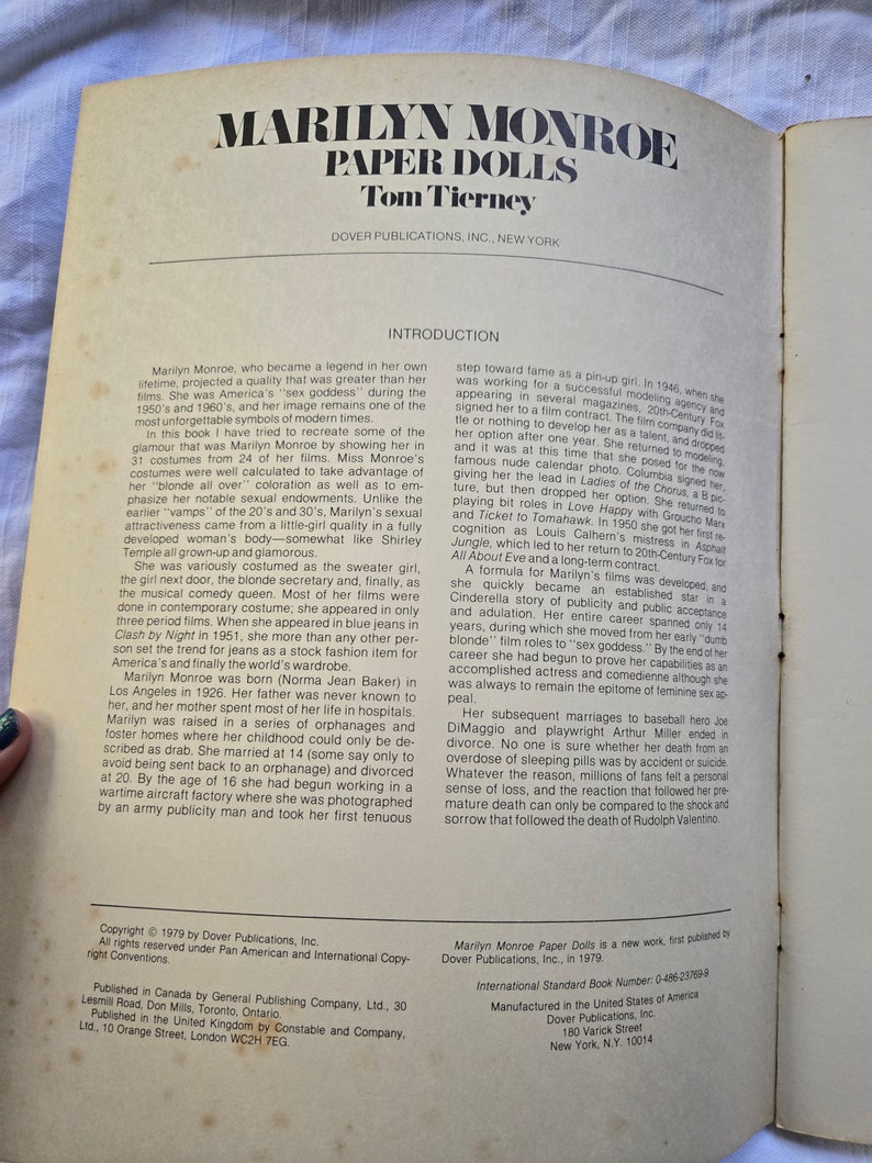 1979 Marilyn Monroe Paper Dolls by Tom Tierney - Etsy UK