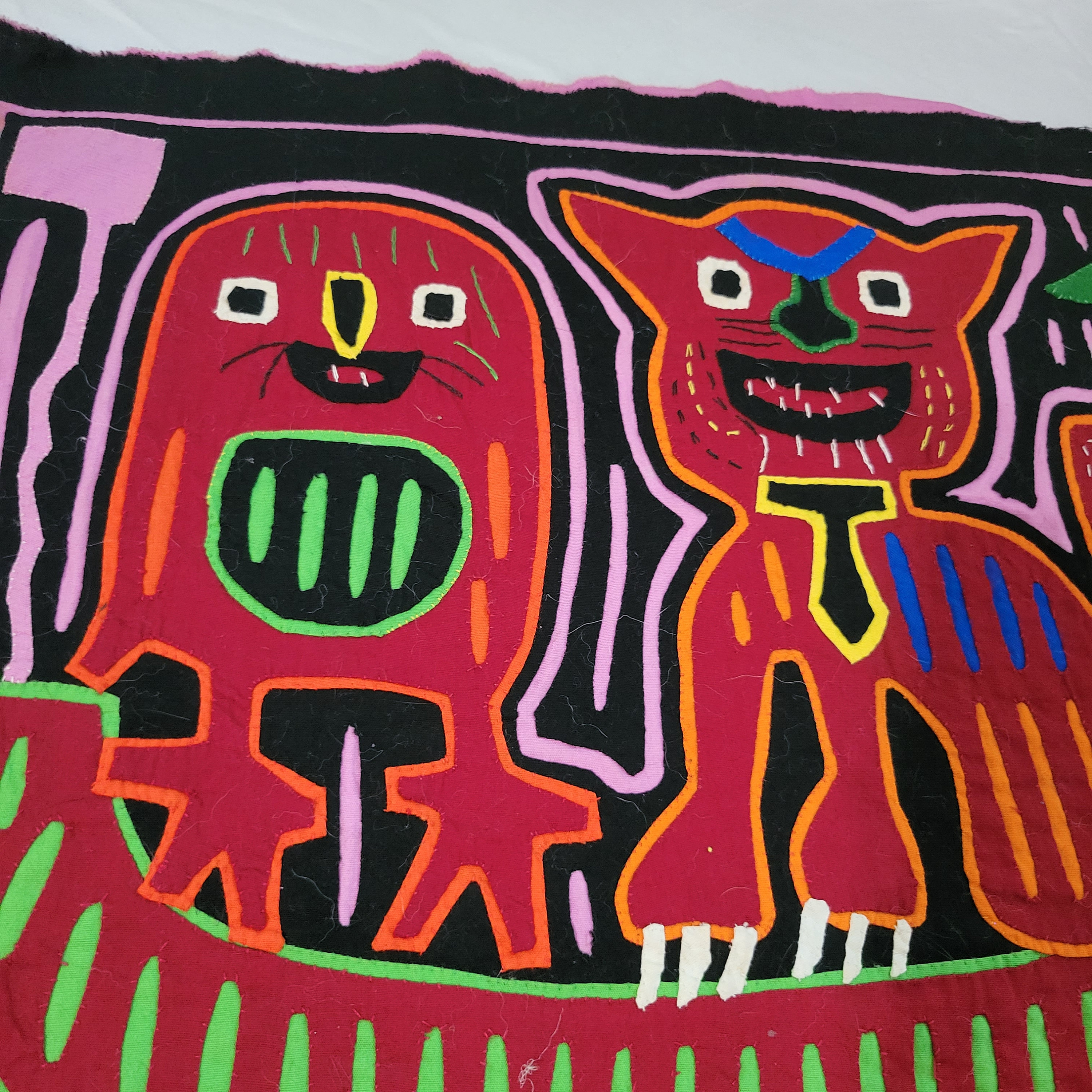 Vintage Cat and Owl in a Boat Mola 1970s or 1980s - Etsy