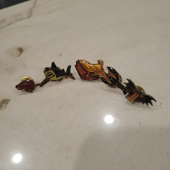 Collection of 3 Vintage Enamel Pins 1980s or 1970s - Gem
