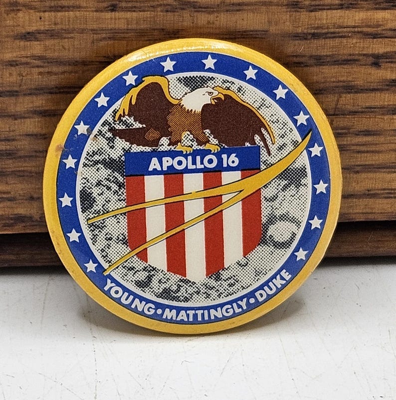 1972 Apollo 16 NASA Space Program Commemorative Pin/button - Etsy