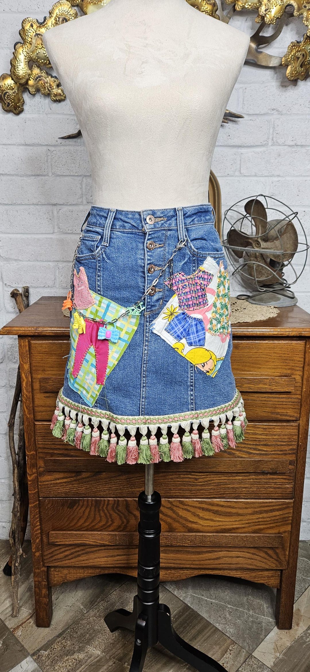 OOAK Denim "barbie" Skirt Upcycled Denim Skirt Barbie Doll Clothing SZ ...