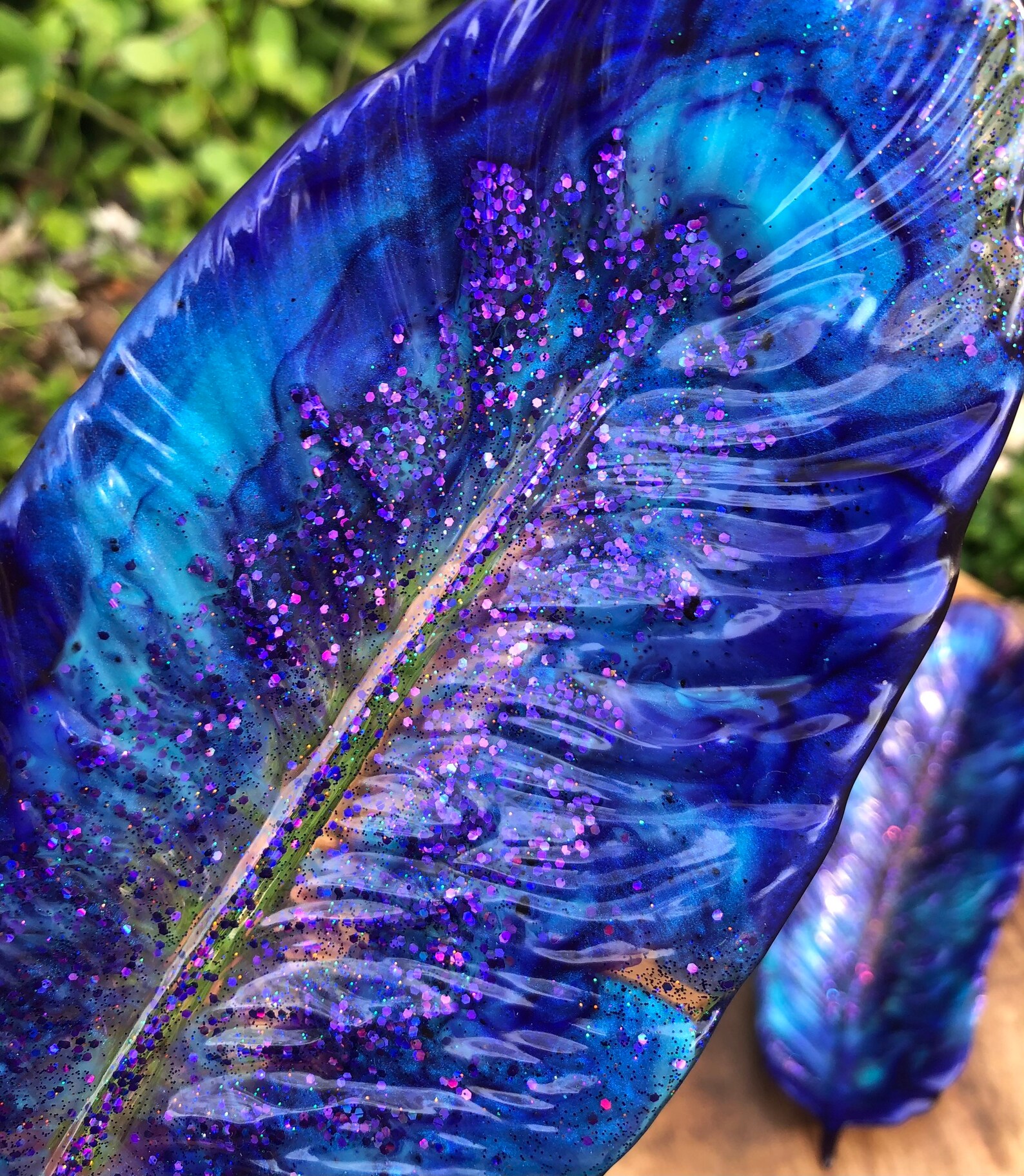 Resin Feather Dish Amethyst & Turquoise - Etsy