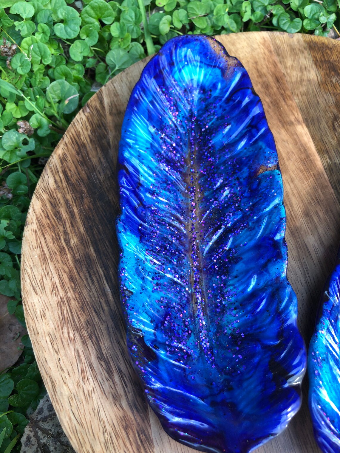 Resin Feather Dish Amethyst & Turquoise - Etsy