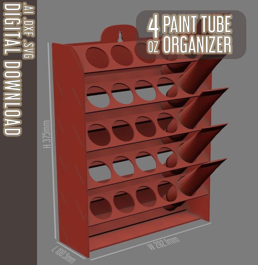 Paint Tube Rack Organizer, 4oz Tube, AI, DXF, SVG, Laser Cutting File ...