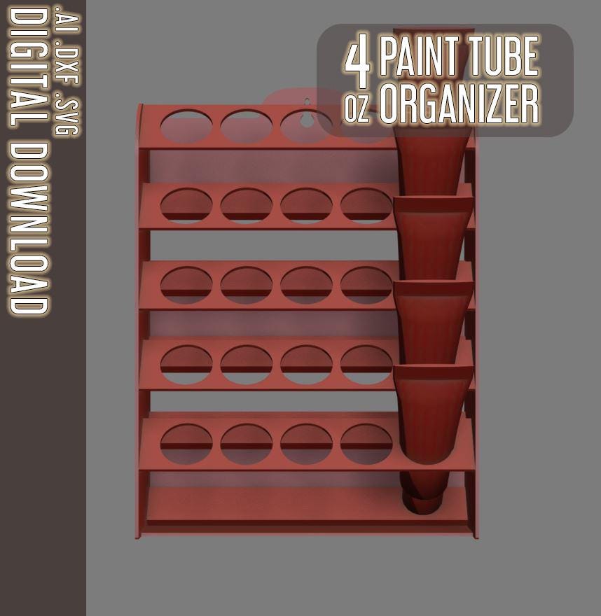 Paint Tube Rack Organizer, 4oz Tube, AI, DXF, SVG, Laser Cutting File ...