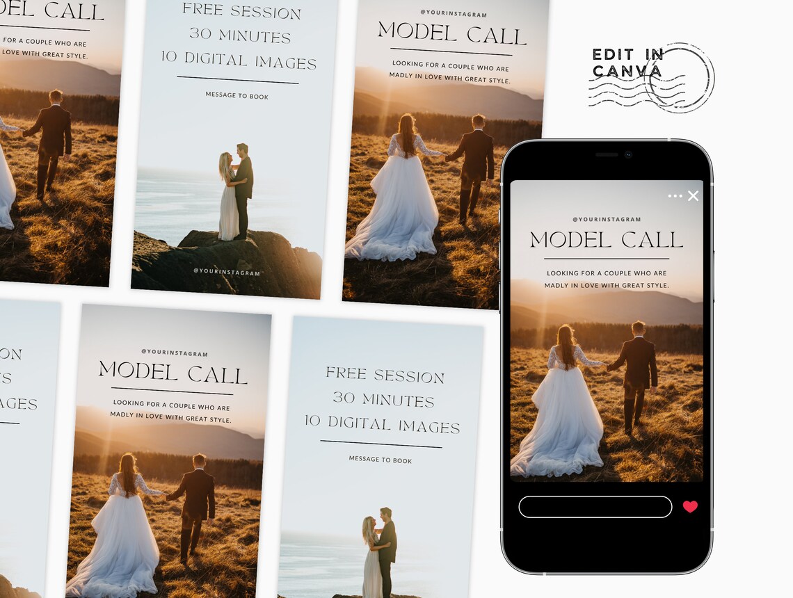 CANVA Model Call Instagram Template CANVA Marketing Template - Etsy