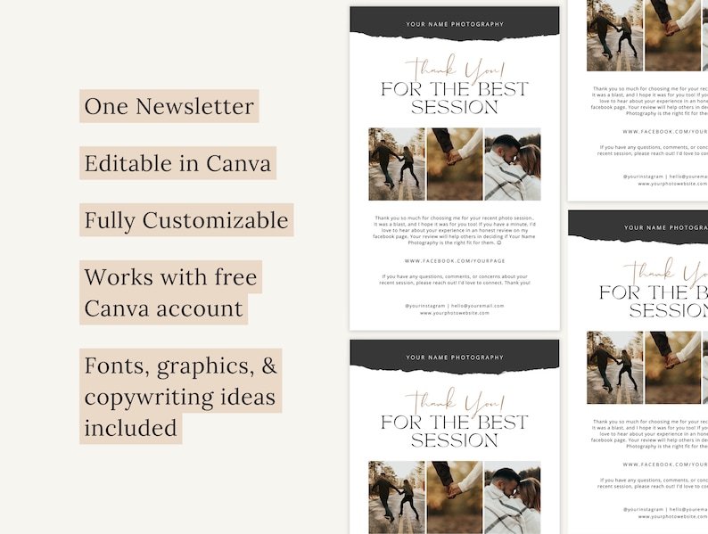 Thank You Email Newsletter Template for Photographers (canva Editable ...
