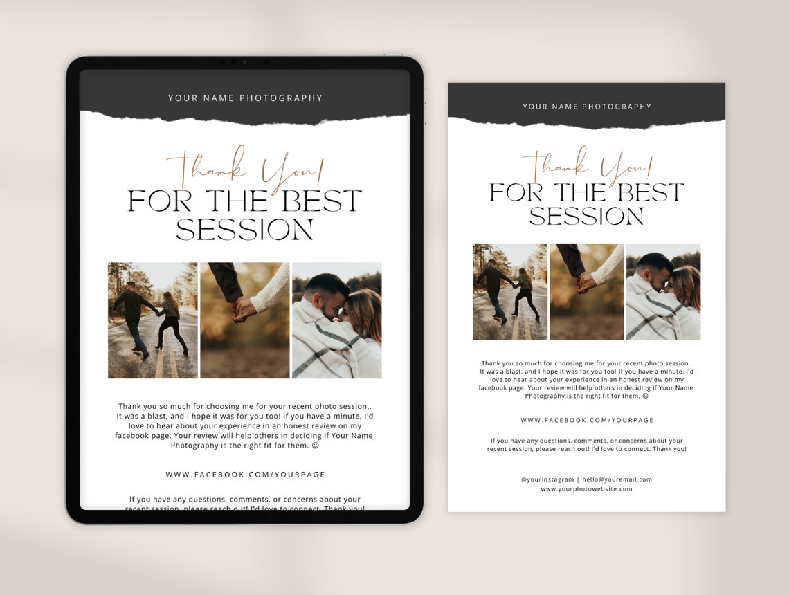 Thank You Email Newsletter Template for Photographers (canva Editable ...